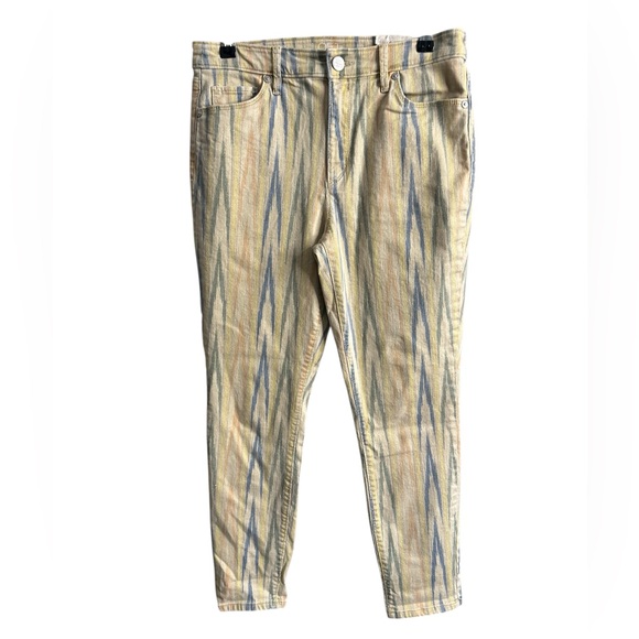 LOFT | Jeans | Loft Patterned Jeans With Blue And Tan Design | Poshmark